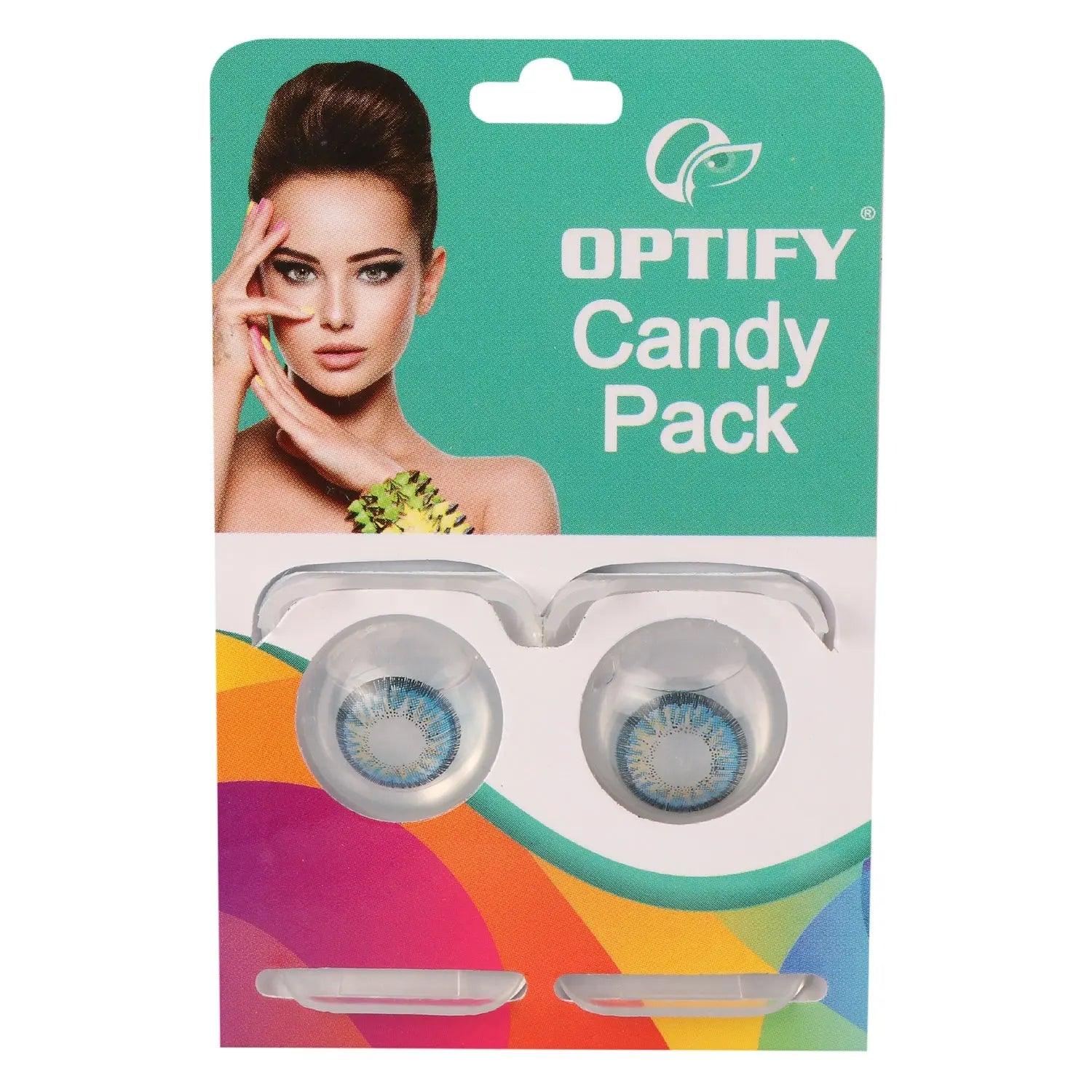 Optify Candy Pack Colored Contact Lenses (Zero Power,Sky Blue)