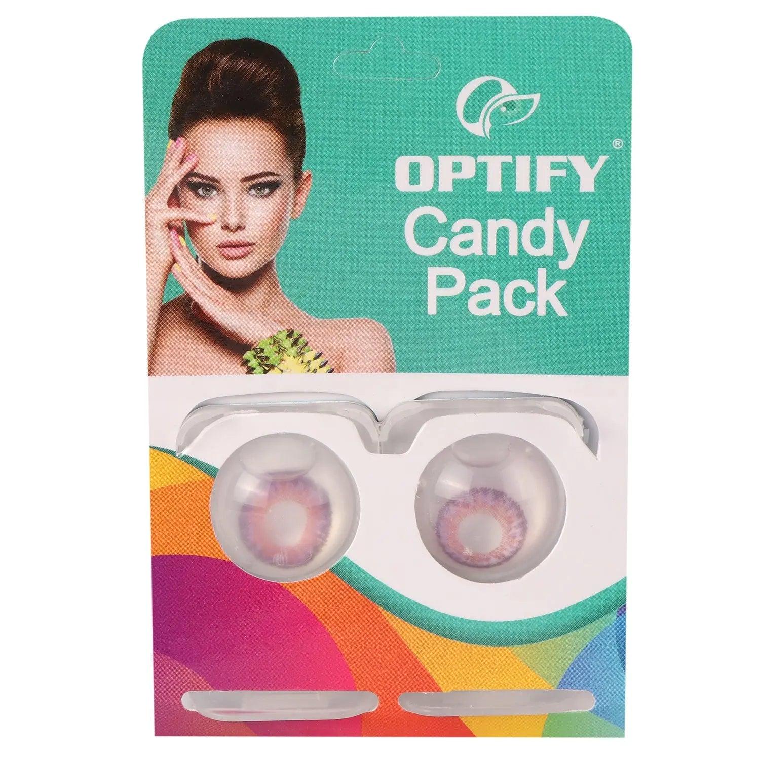 Optify Candy Pack Colored Contact Lenses (Zero Power,Voilet)