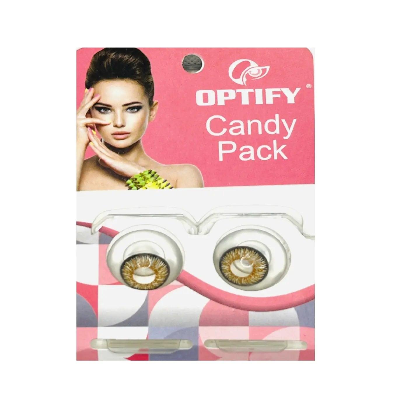 Optify Candy Pack Colored Contact Lenses (Zero Power,Hazel)